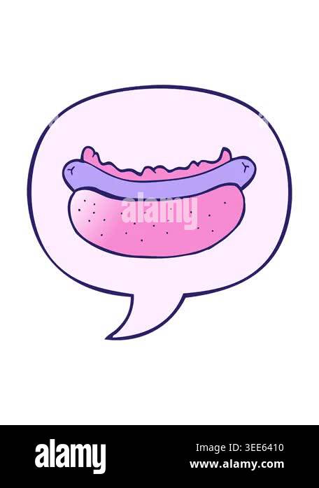 spinning motion animation of cartoon hotdog with speech bubble in ...