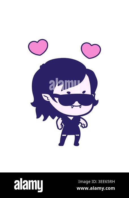 spinning hearts animation of cartoon friendly vampire girl in cool ...