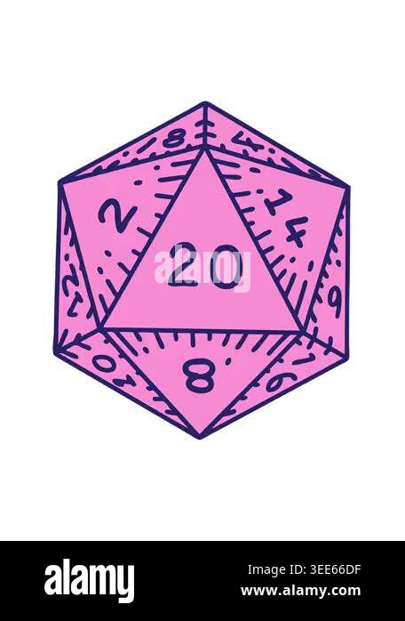 vibrating motion animation of Retro Tattoo Style natural 20 D20 dice ...