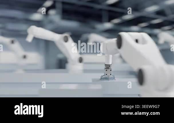 Concept future. High Precision Robot Arms at Bright Electronics Factory ...