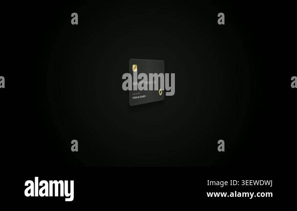 Black premium member credit card floating in dark space, luxury ...