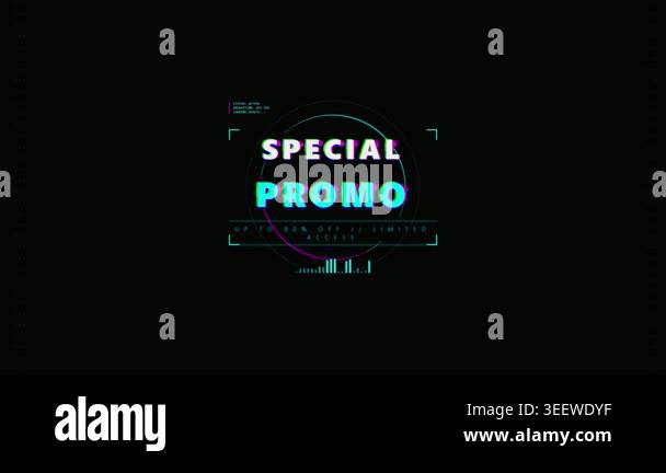 Digital HUD interface with Special Promo text, animated technology ...