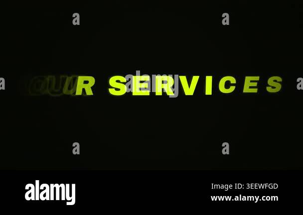 The text Our Services displayed in lime green lettering on a dark ...