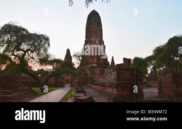Timerlapse Wat Phra Ram ancient ruins in Ayutthaya Historical Park ...