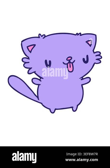jiggle motion animation of cartoon of cute kawaii cat Stock Video ...
