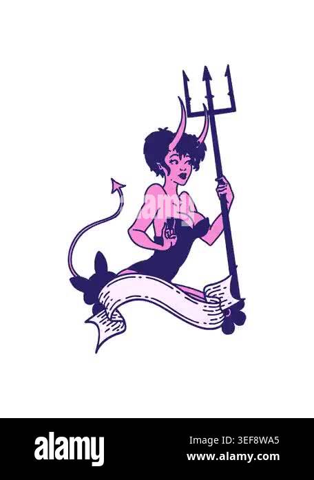 shivering motion animation of tattoo in traditional style of a pinup ...