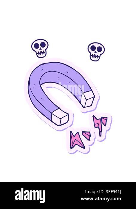 spinning skulls animation of sticker of a cartoon magnet Stock Video ...