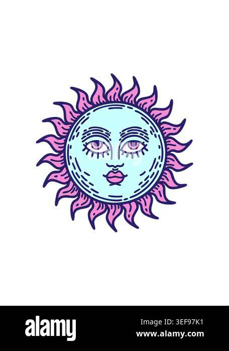 starburst effect animation of tattoo in traditional style of a sun with ...