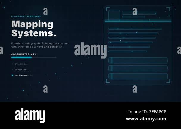 Holographic AI Blueprint Scanner Mapping Systems Data Processing Stock ...