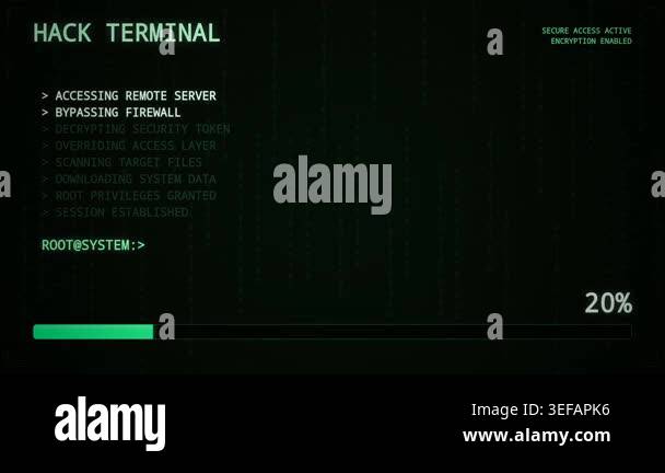 Hacking Terminal Interface with Progress Bar and Binary Code Background ...