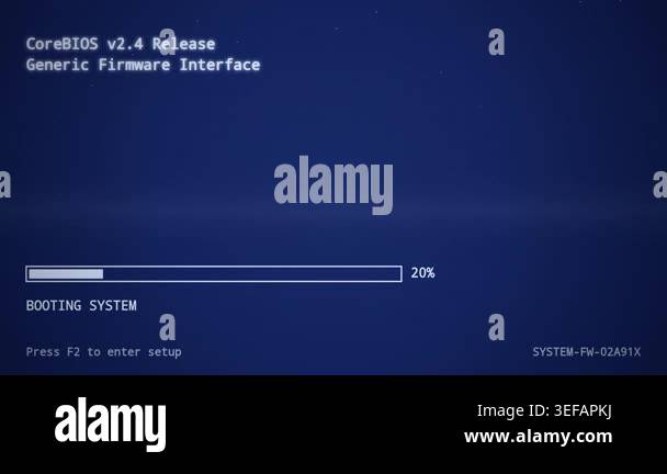 Retro Computer BIOS Booting System with Progress Bar and Data Loading ...