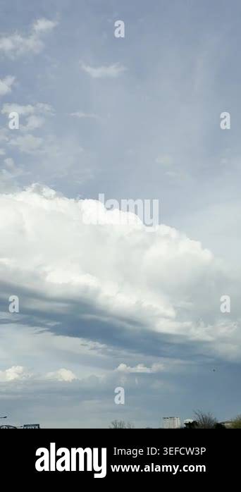Beautiful Blue Spring Summer Sky with Light White Clouds, Slow Camera ...