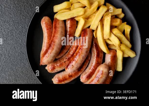 Grilled or barbecued chicken sausages for the dinner table. Grilled ...