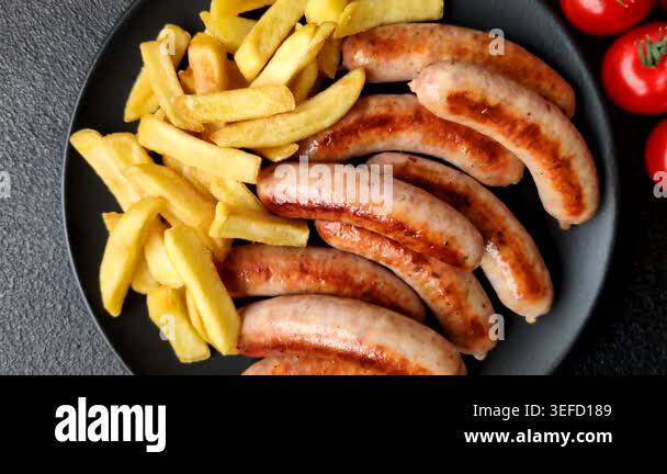 Grilled or barbecued chicken sausages for the dinner table. Grilled ...