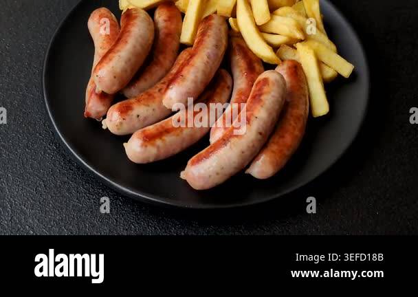 Grilled or barbecued chicken sausages for the dinner table. Grilled ...