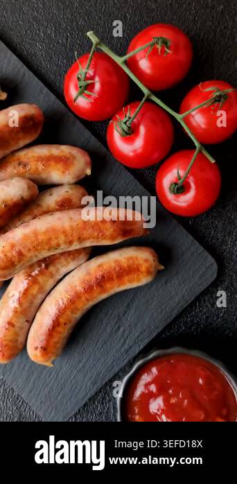 Grilled or barbecued chicken sausages for the dinner table. Grilled ...
