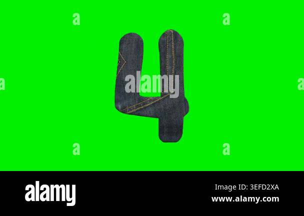 Video animation of a number with a blue denim fabric texture on a green ...