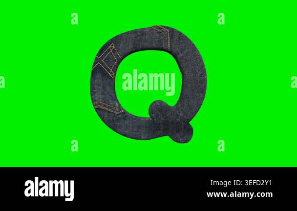Animation video alphabet letters with blue jeans texture on green ...