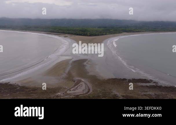 Early Morning Aerial View of a Triangular Beach in Costa Rica Stock ...