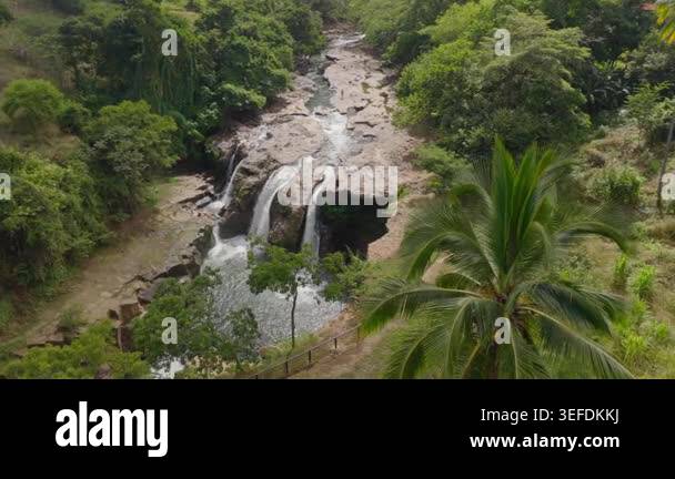 Aerial View of a Majestic Waterfall in El Salvadors Lush Forest Stock ...