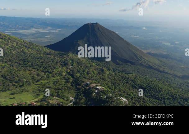 Aerial View of a Majestic Volcano in El Salvador, Surrounded by Lush ...