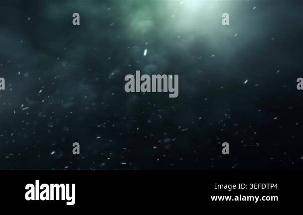 Glowing dust particles shimmer and fall slowly through dense smoke ...