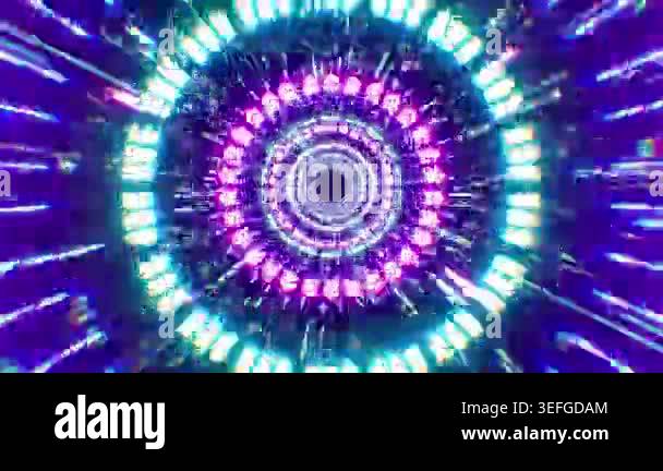 A futuristic VJ loop journey through a high-speed digital tunnel portal ...