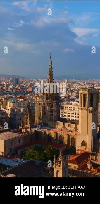 Explore the beauty of Barcelona from above as drones fly high over the ...