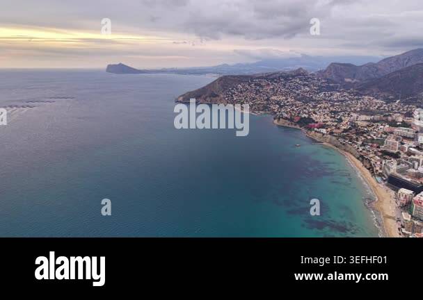 panoramic aerial view of the mediterranean sea of mallorca, spain Stock ...