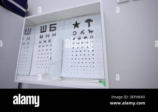 Ophthalmology diagram displays letters and differently shaped icons ...