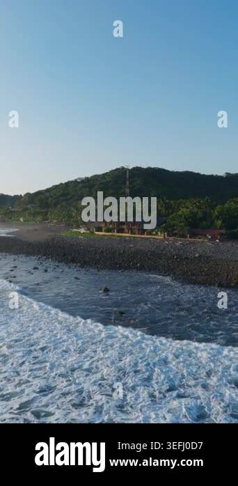 Tranquil Coastline of El Salvador Low-Rise Buildings and Communication ...