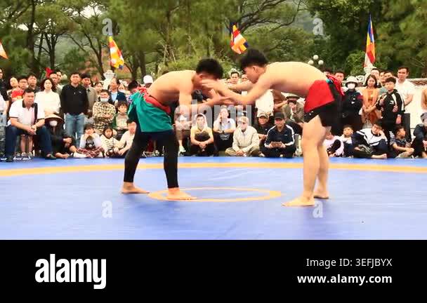 The traditional wrestling festival of Con Son - Kiet Bac. Wrestlers ...
