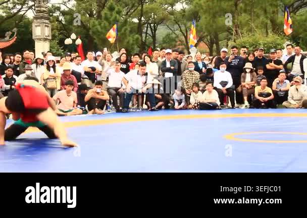 The traditional wrestling festival of Con Son - Kiet Bac. Wrestlers ...