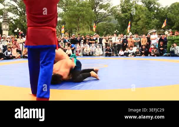 The traditional wrestling festival of Con Son - Kiet Bac. Wrestlers ...