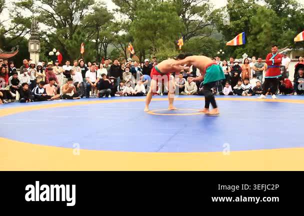The traditional wrestling festival of Con Son - Kiet Bac. Wrestlers ...