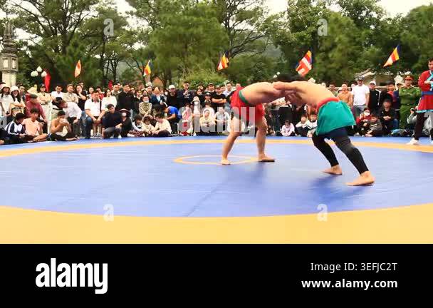 The traditional wrestling festival of Con Son - Kiet Bac. Wrestlers ...