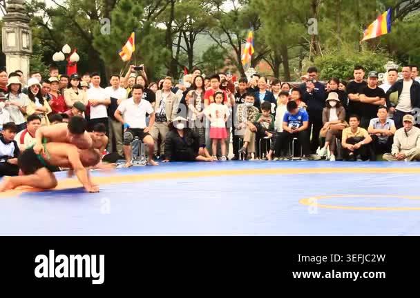 The traditional wrestling festival of Con Son - Kiet Bac. Wrestlers ...
