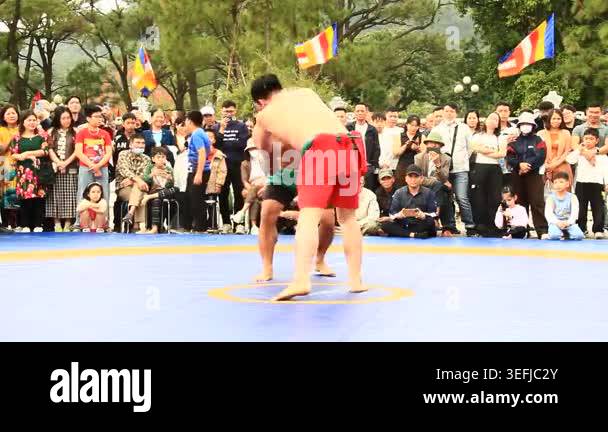 The traditional wrestling festival of Con Son - Kiet Bac. Wrestlers ...