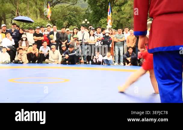The traditional wrestling festival of Con Son - Kiet Bac. Wrestlers ...