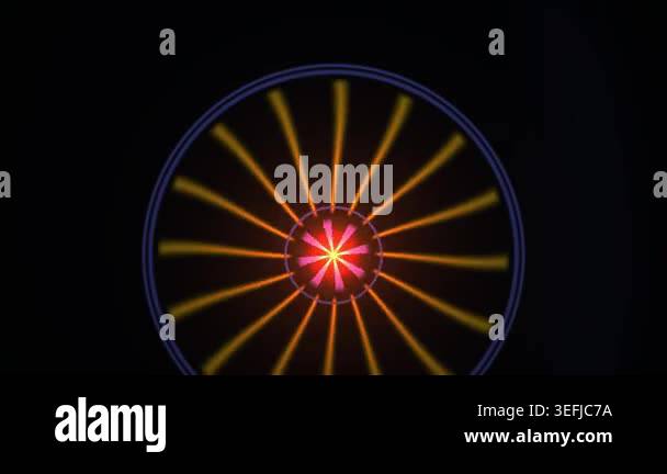 A mesmerizing abstract video featuring a rotating wheel of light with ...
