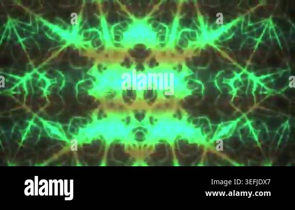 Mesmerizing symmetrical abstract background with flowing green and red ...