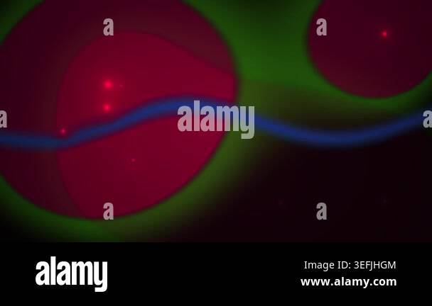 Abstract motion graphic video featuring glowing red circles and a blue ...