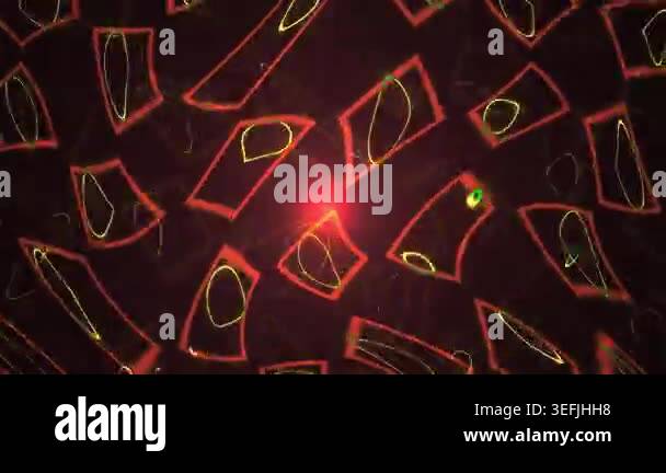 Abstract motion background featuring glowing neon geometric shapes and ...