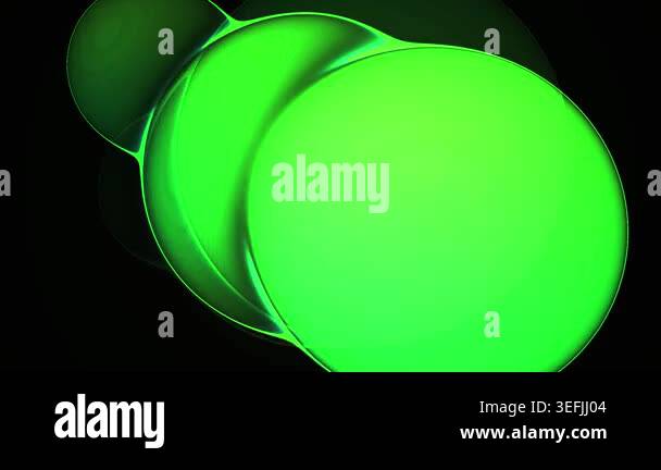 Abstract animation featuring bright neon green circles shifting and ...