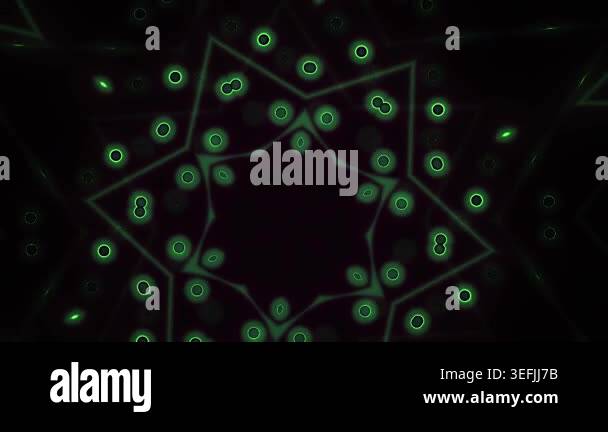 A hypnotic motion graphics animation featuring pulsing green neon ...