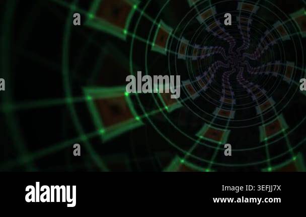 A hypnotic motion background featuring a tunnel of glowing green ...