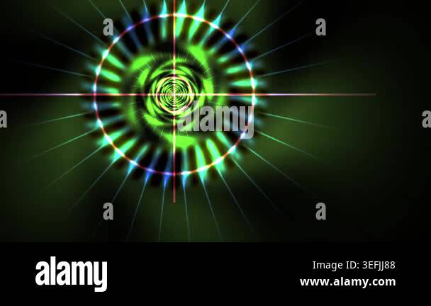 A hypnotic motion background featuring a glowing green circular tunnel ...