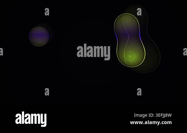 Abstract animation featuring glowing green liquid orbs floating and ...