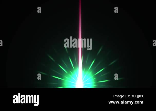 An abstract visual effect featuring a bright green radiating light ...