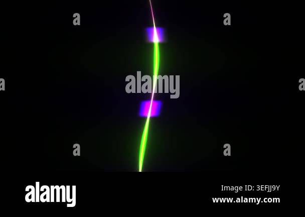 An abstract motion background featuring a flowing green neon line with ...